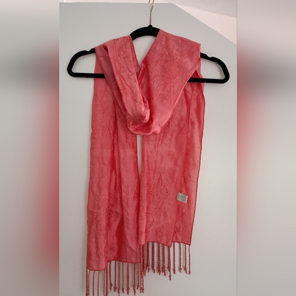 J. Jill | Accessories | J Jill Silk Jacobean Stitch Scarf | Poshmark